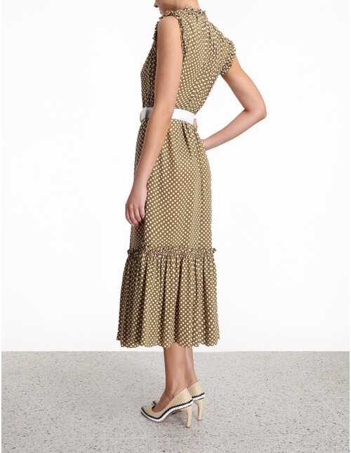 Silk Frill Midi Dress Zimmermann S20 Boxing Day Sale